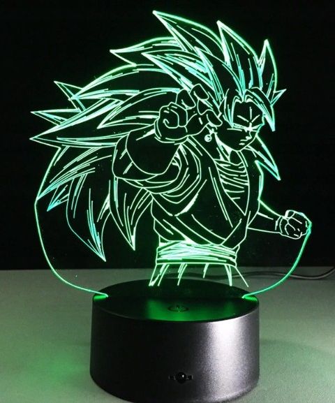 Lampka na szkle 3D LED Dragon Ball Son Goku Plexido wielokolorowa z ...