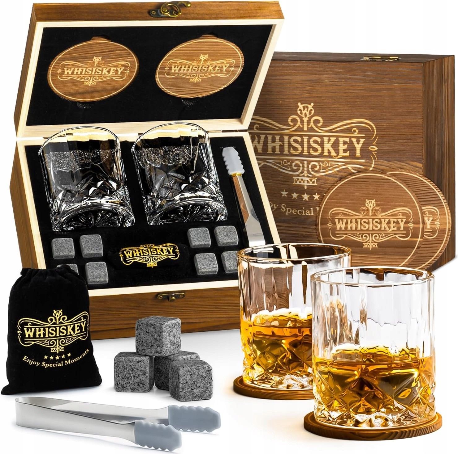 Zestaw szklanek do whisky z kamieniami i etui 250ml 2szt ...