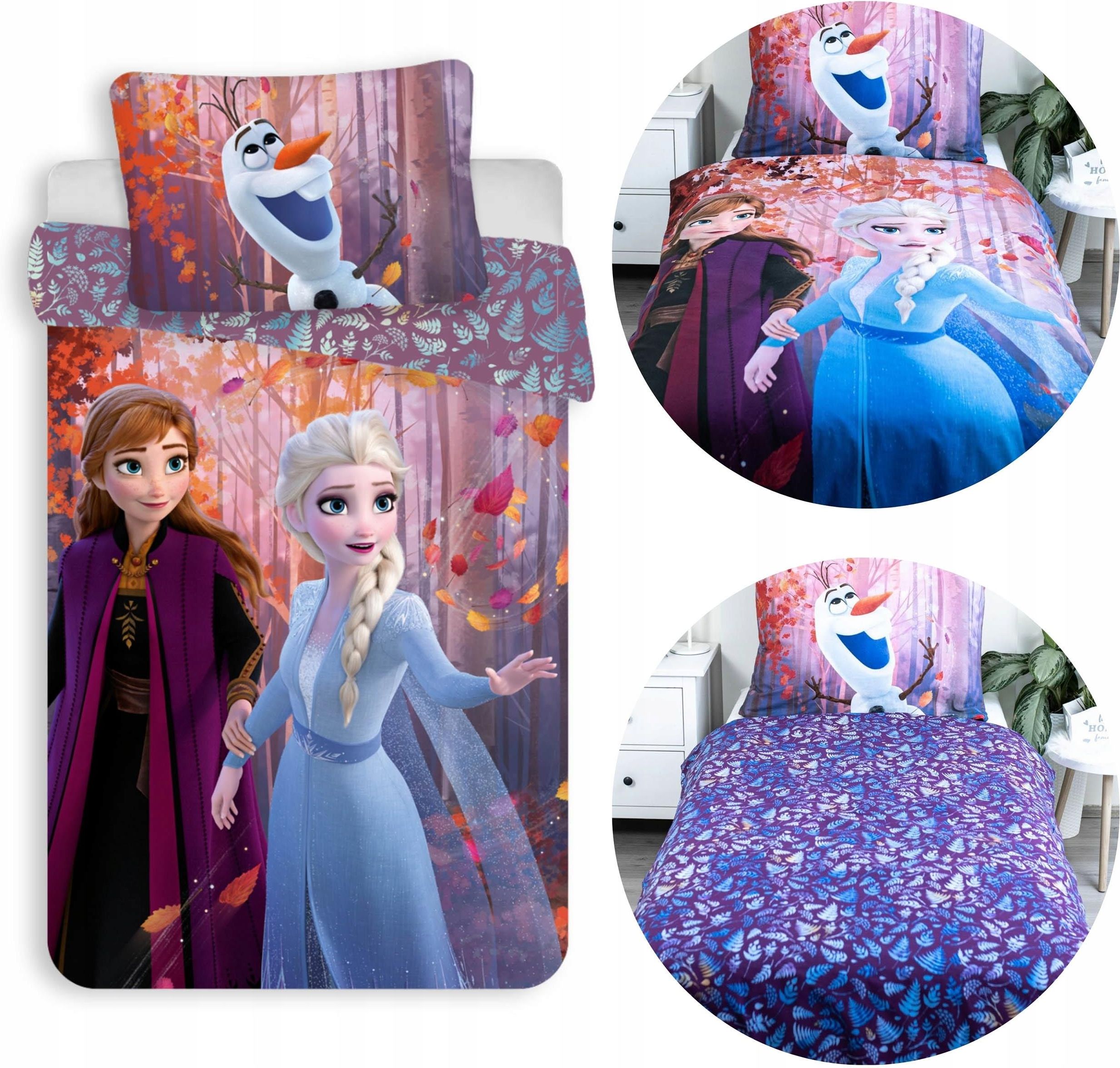 Disney Komplet pościeli Kraina Lodu dwustronna na zamek 200x140+90x70cm ...