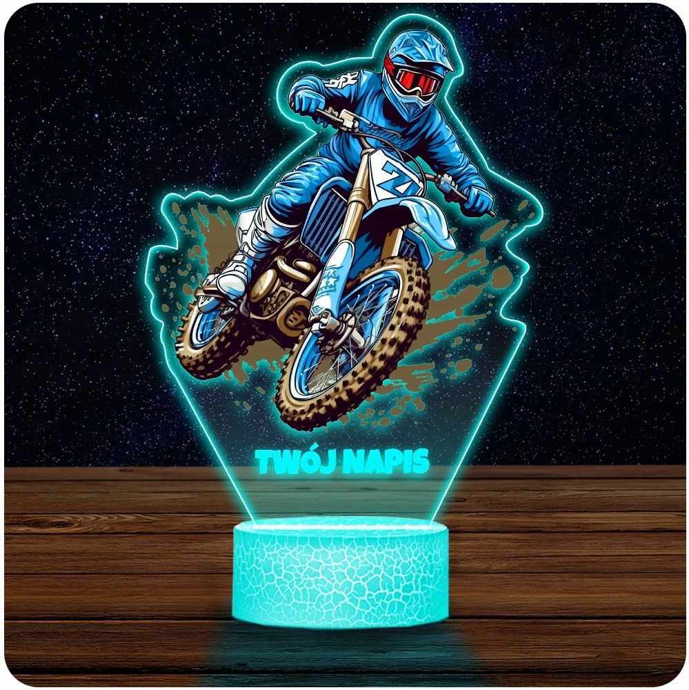 Lampka nocna LED 3D motor cross upominki_pl wielokolorowa bateryjno ...