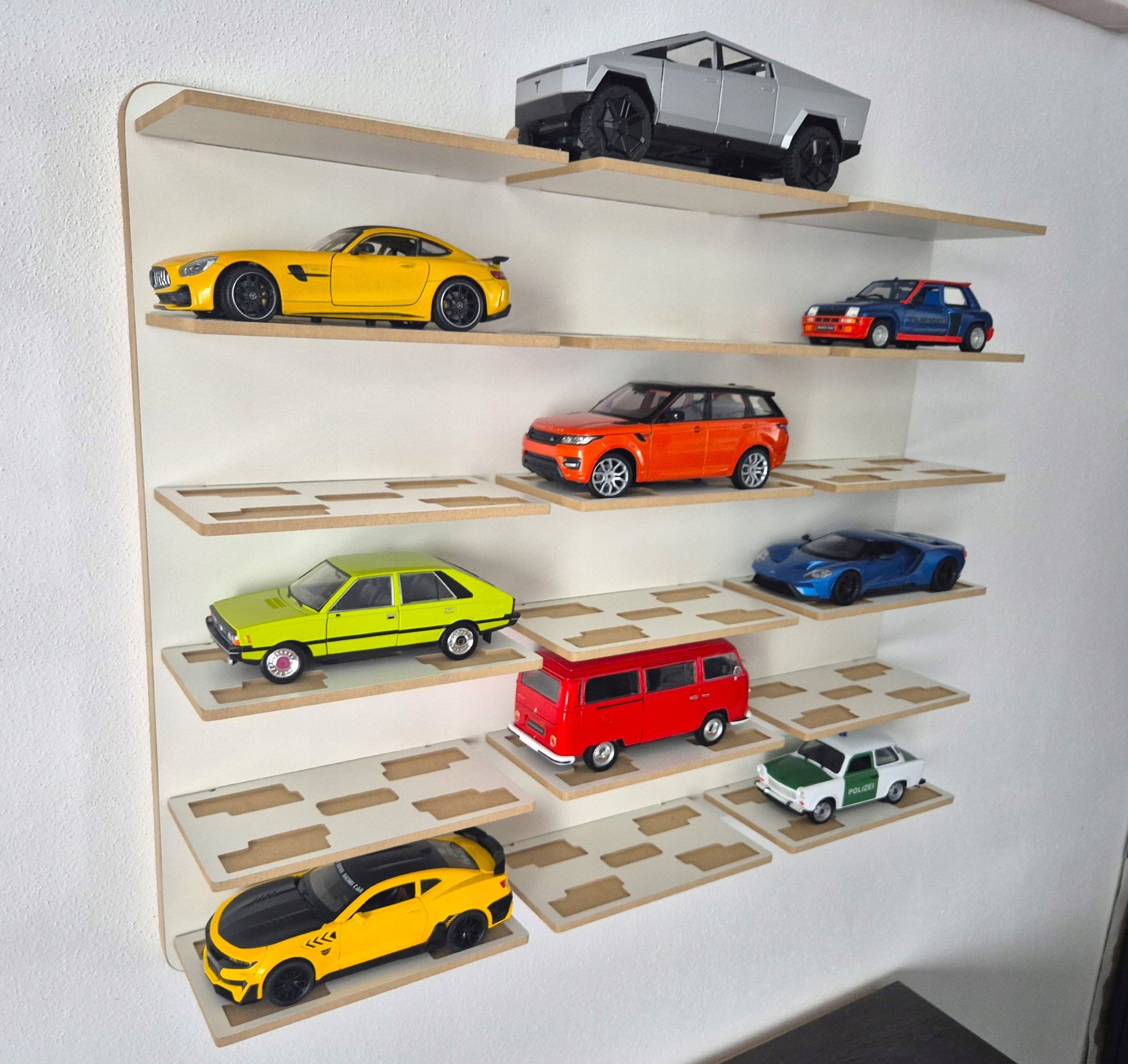 Regał ekspozytor na modele aut skala 1:24, bez drzwi, biały mat, płyta ...