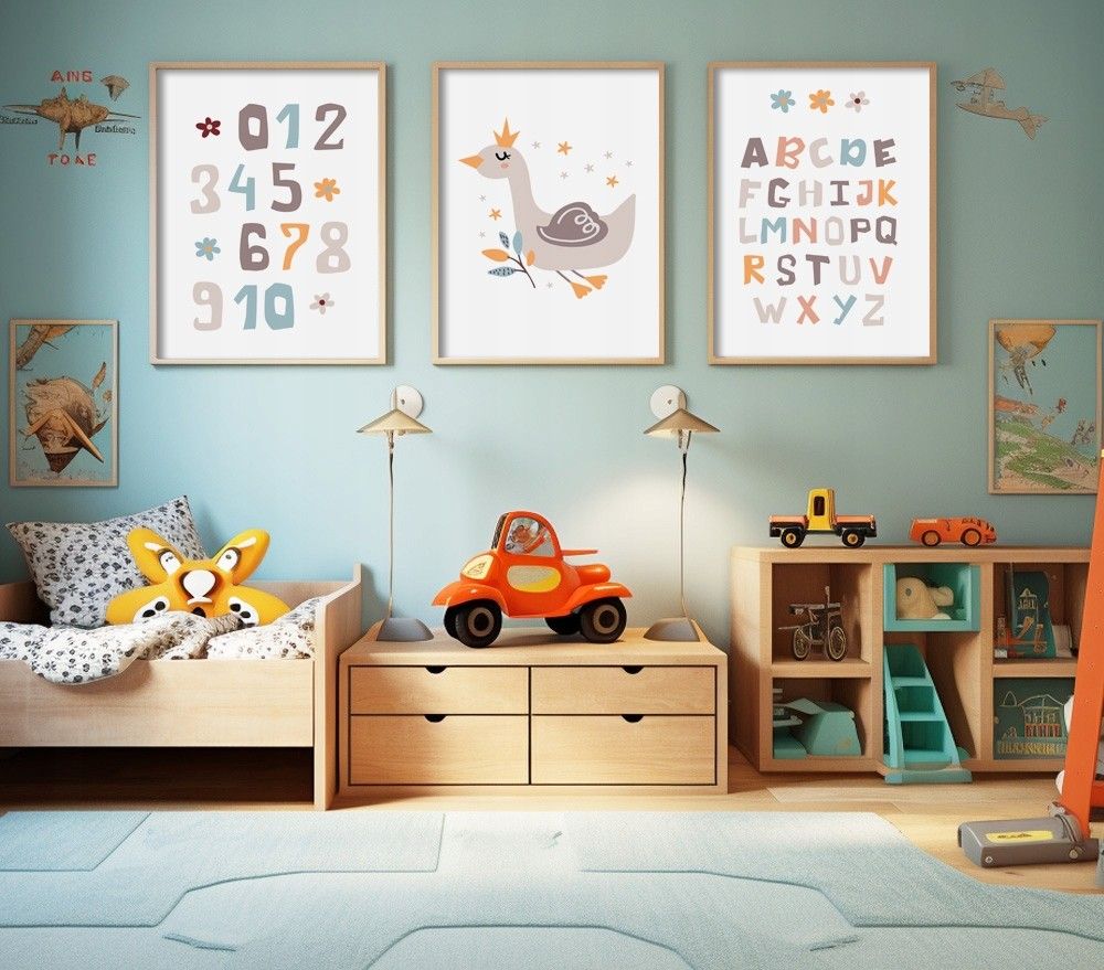 Plakaty edukacyjne ABC — cyfry i obrazki dla dzieci do przedszkola, 40 ...