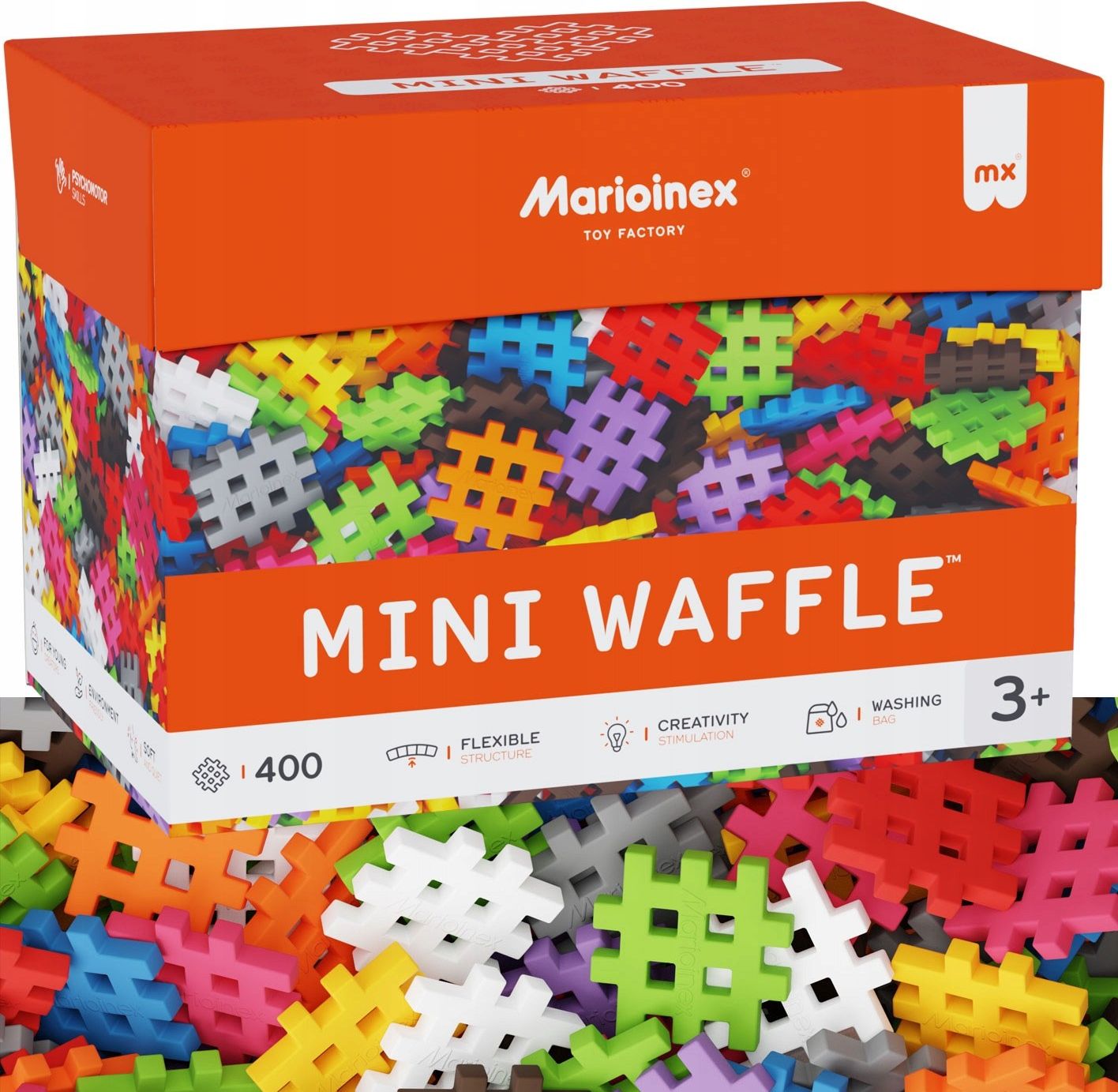 Marioinex Waffle Mini 400 el Klocki Konstrukcyjne Kreatywne 3+, 3,5x3,5 ...