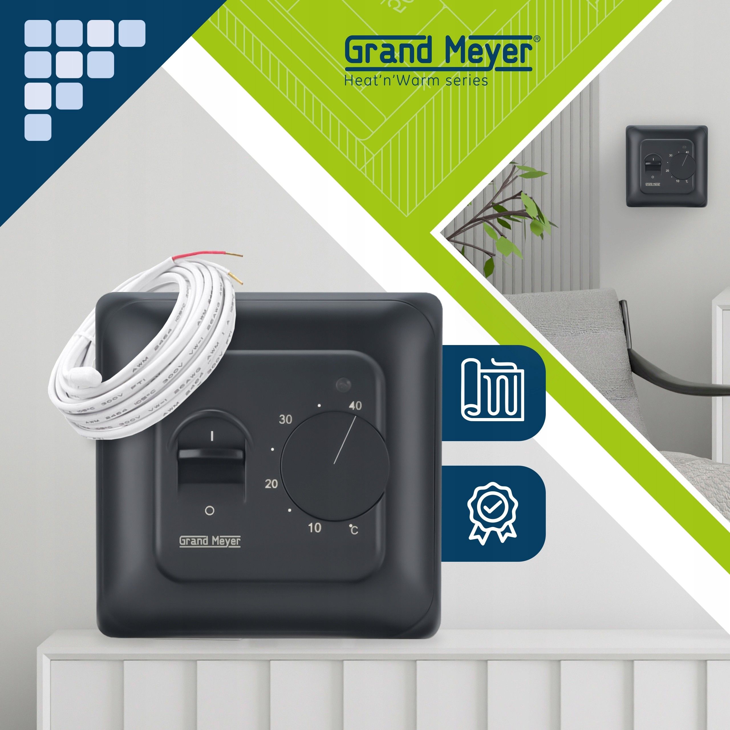 Grand Meyer Kabel grzewczy z termostatem THC20160MST10M 20 W/m 160 m ...