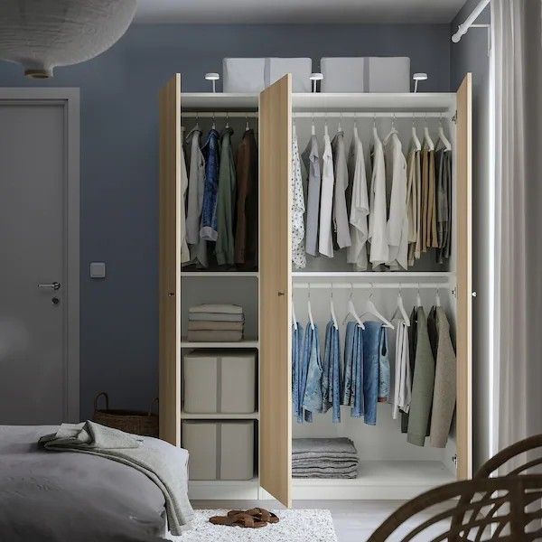 IKEA Szafa Uchylna PAX FORSAND 150x201.2x60 cm Biały dąb bejcowany na ...