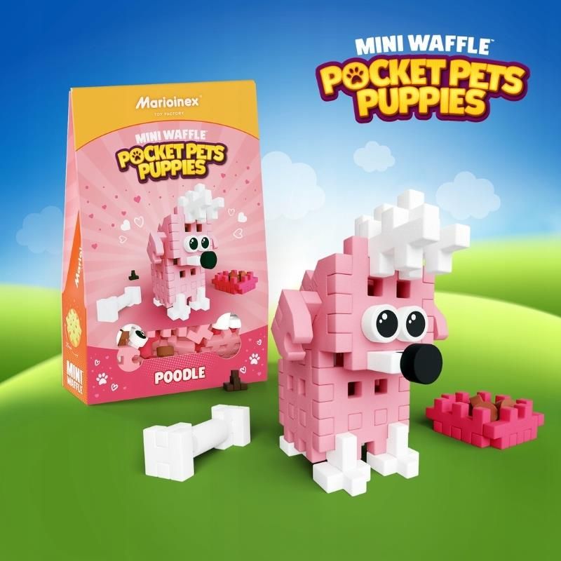 Klocki Marioinex Mini Waffle Pocket Pets Puppies Miękkie Piesek PUDEL 3 ...