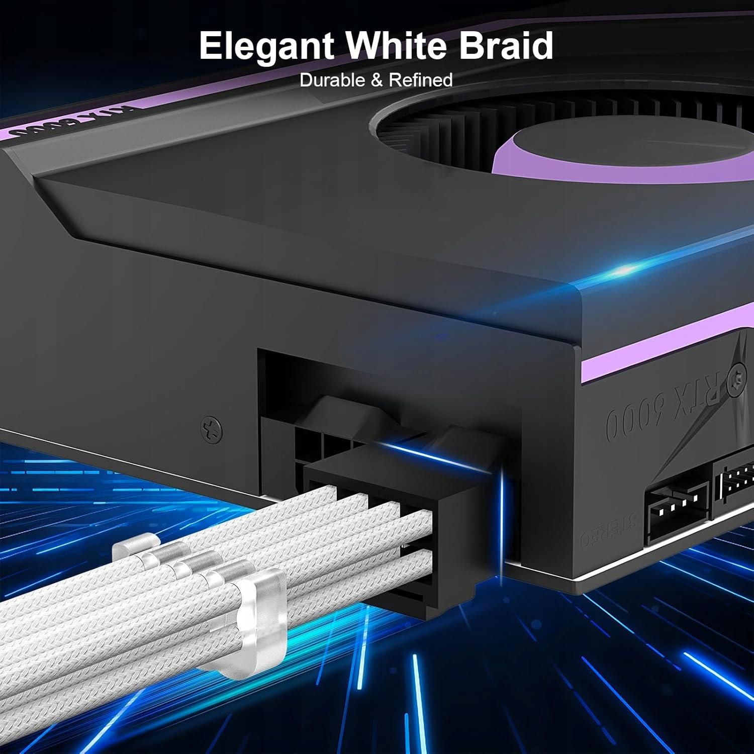 Uniwersal Kabel Przedłużający Zasilania Pci Express 8 Pin 30CM Biały ...