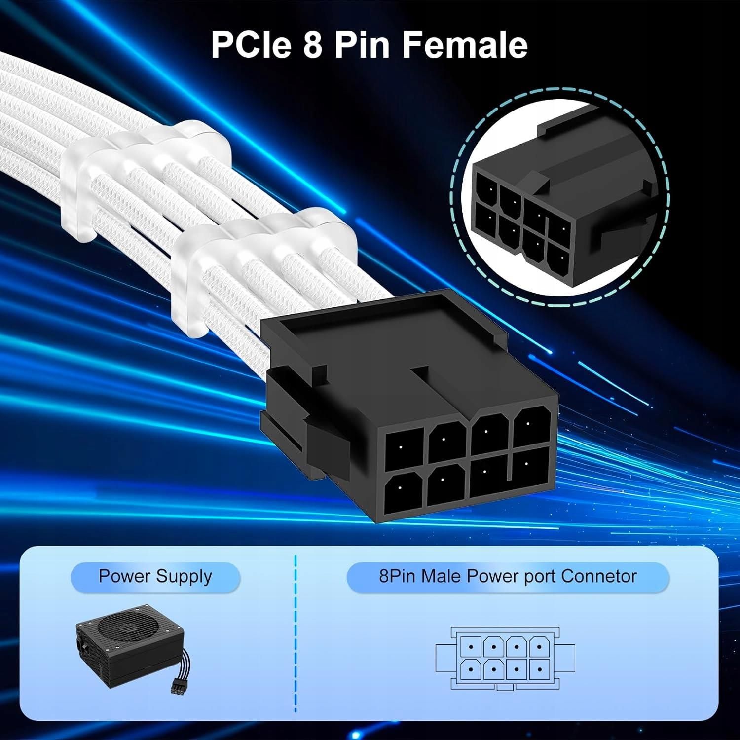 Uniwersal Kabel Przedłużający Zasilania Pci Express 8 Pin 30CM Biały ...