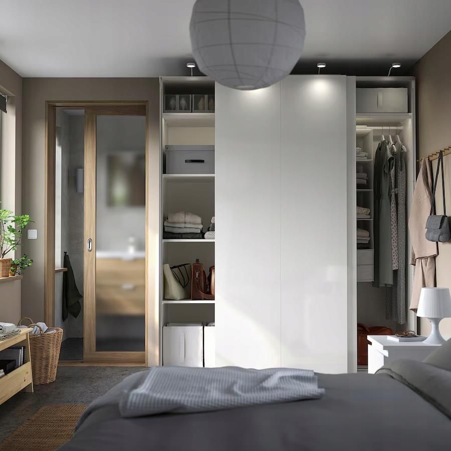 IKEA Szafa Przesuwna PAX Hasvik 200x236.4x66 cm Biały Połysk ...