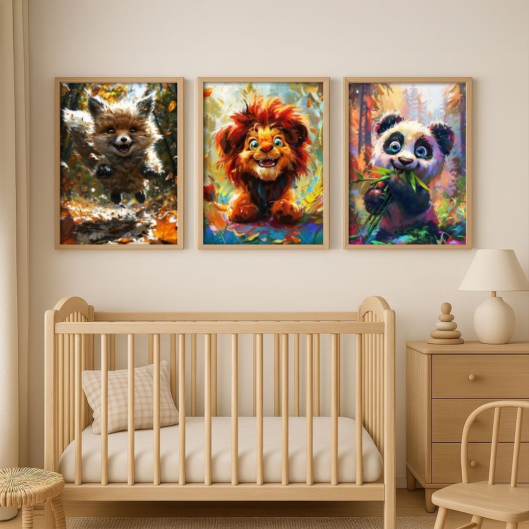 Plakaty Dla Dziecka Zestaw 3szt Zwierzęta Lis Lew Panda A3 (42x29,7cm ...