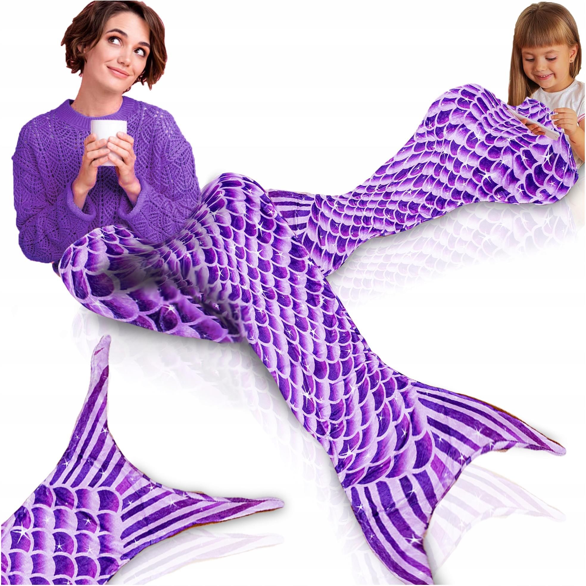Koc śpiwór ogon syreny poliester fioletowy 50x130cm 7246 5900670994690 ...