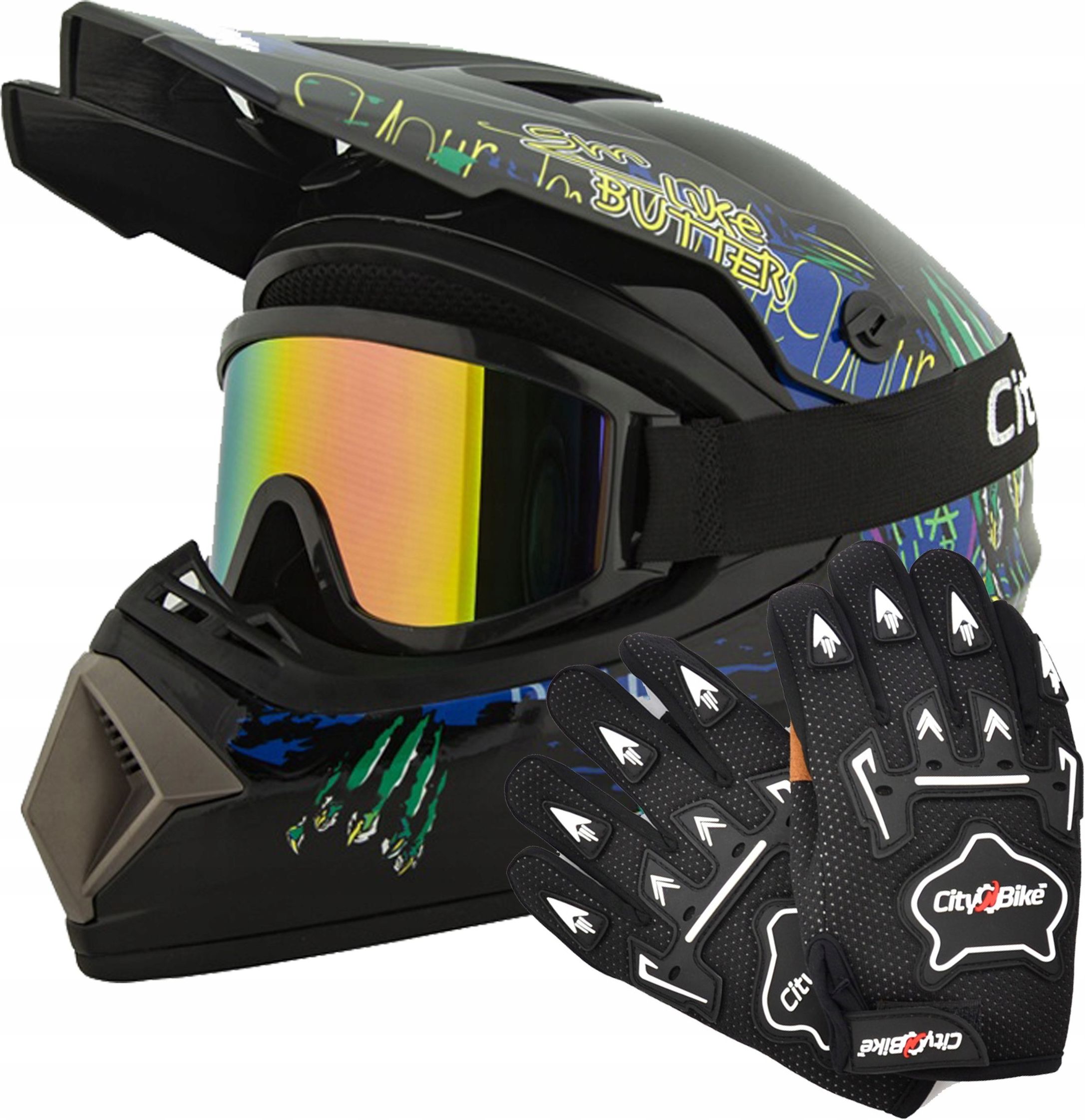 Kask motocyklowy City-Bike Zestaw Kask Crossowy Enduro Quad XS - Opinie ...