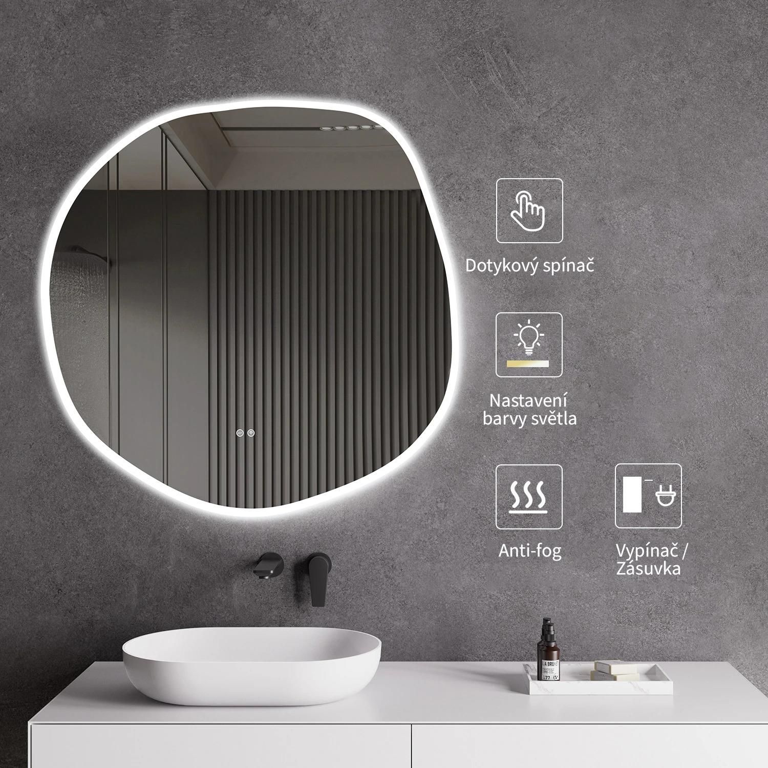Lustro CERANO Lumeo 80 x 80 cm LED podświetlane IP44 kształt nietypowy ...