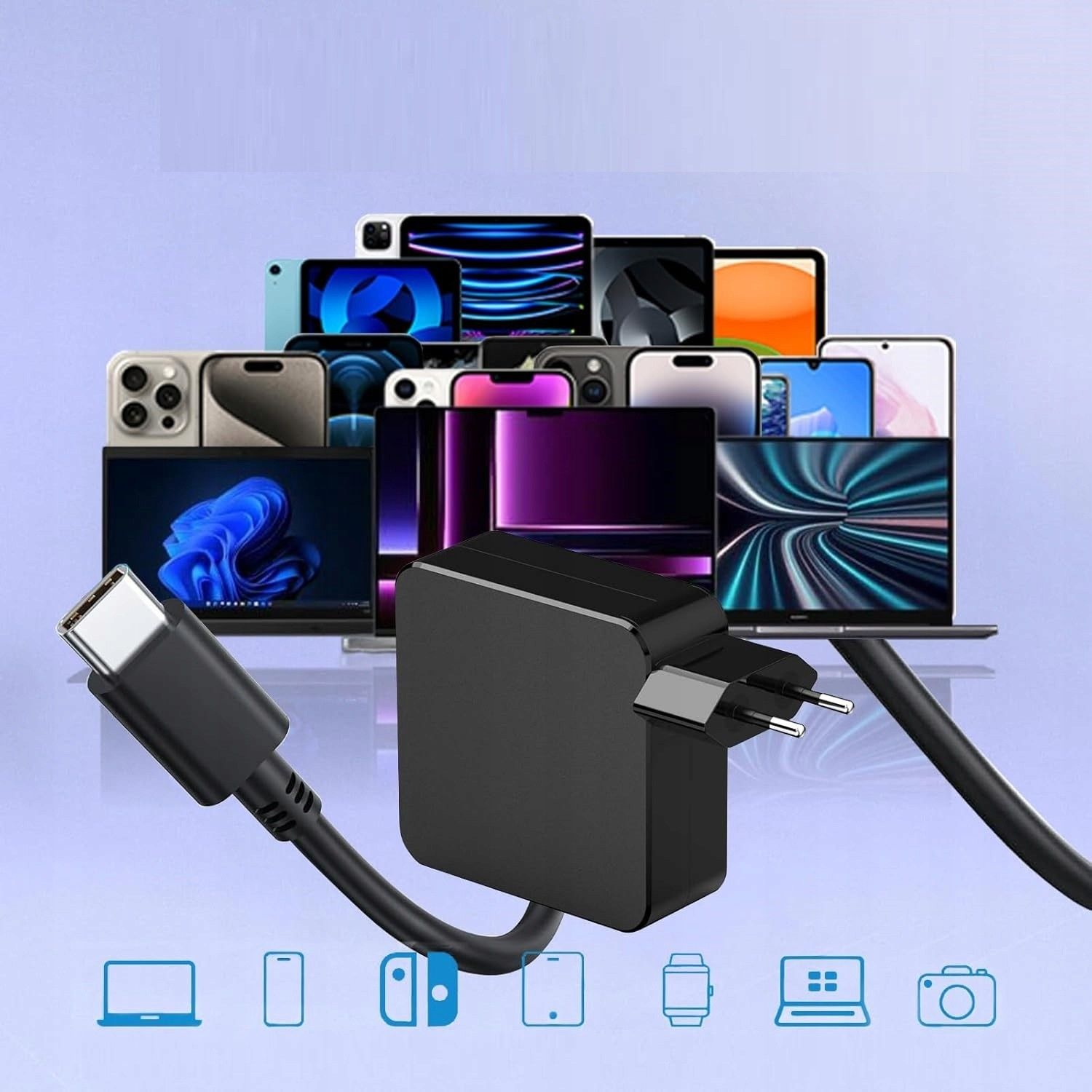 Ładowarka do telefonu Zasilacz Usb C 100W Uniwersalna Do Laptopa ...