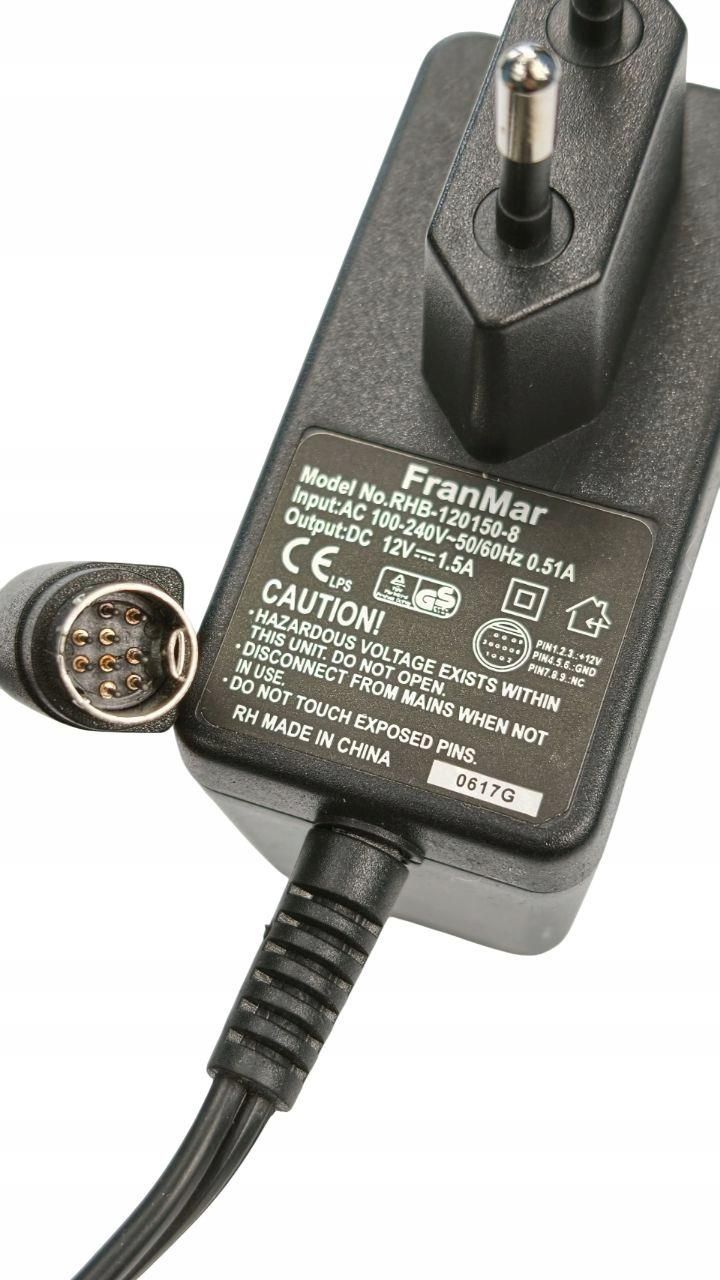 Bewell Zasilacz Ac/dc wtyczkowy Franmar 12V 1.5A 1500mA 18W wtyk 9PIN ...