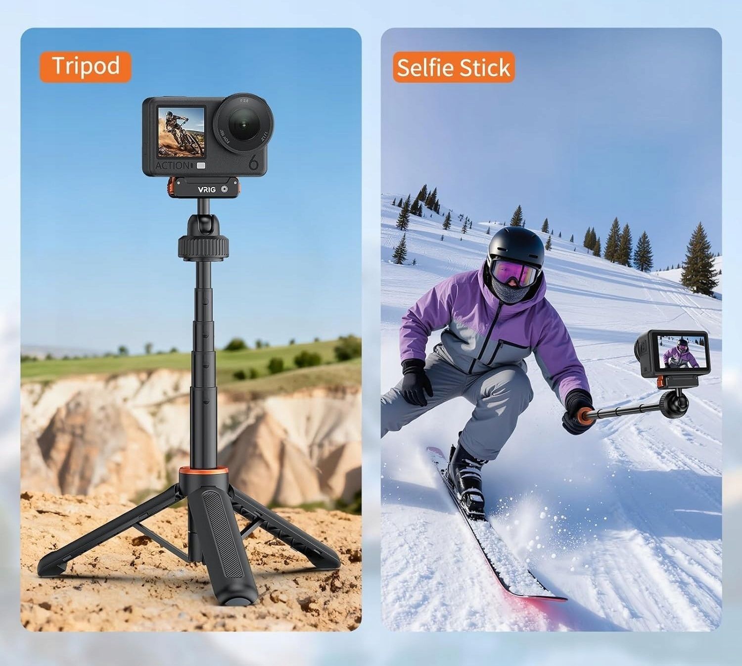 Magnetyczny statyw selfie stick Grip 3w1 do DJI Osmo Action 6 / Nano ...