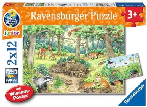 Ravensburger Kinderpuzzle 05673 Tiere Im Wald Und Auf Der Wiese 2X12 ...
