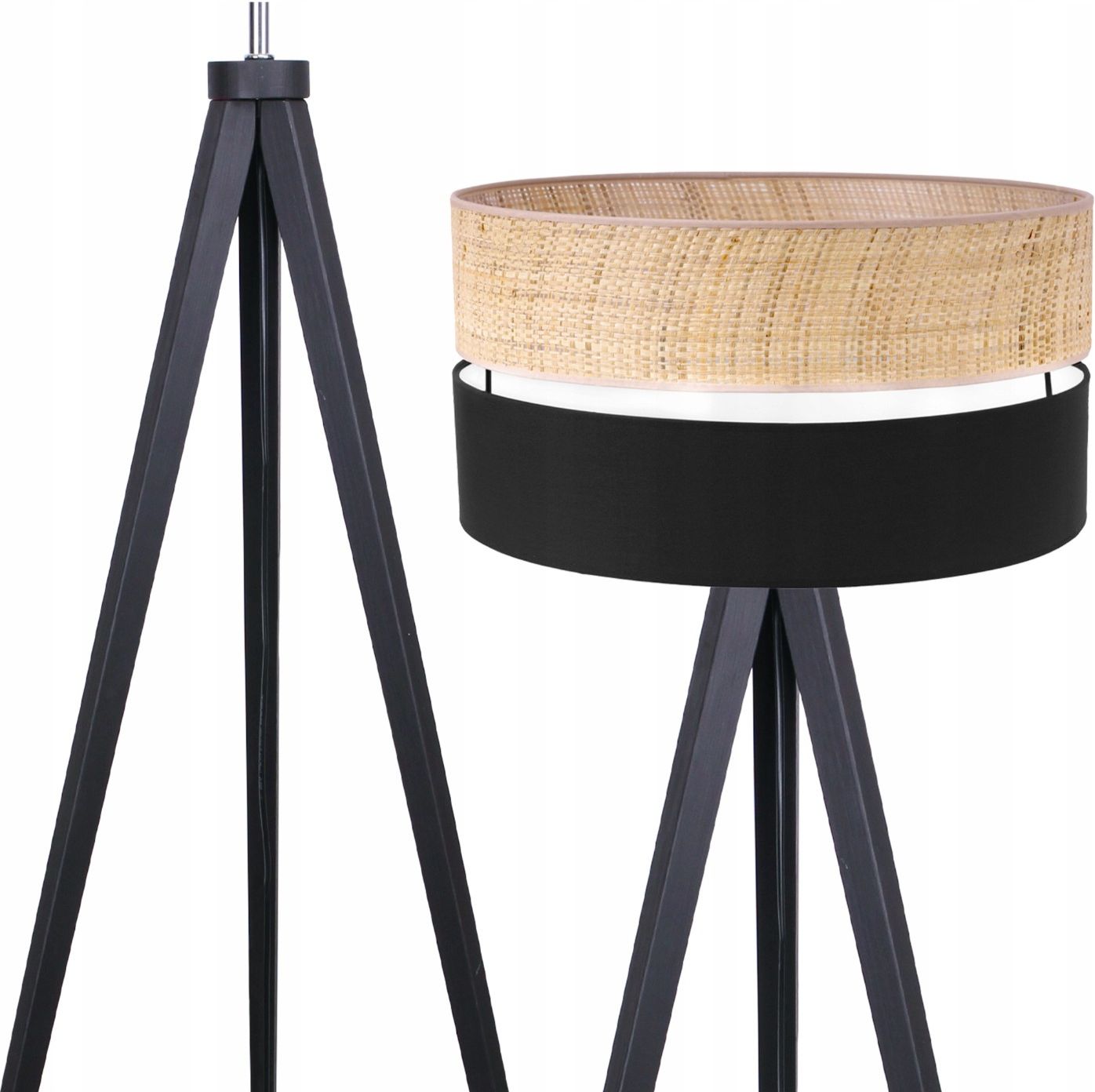 Lampa Lampa podłogowa trójnóg Light Home Rattan czarna i beżowa E27 60W ...