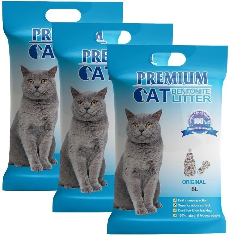 Premium Cat Żwirek Bentonitowy Zbrylający Naturalny Dla Kota 3X5L ...