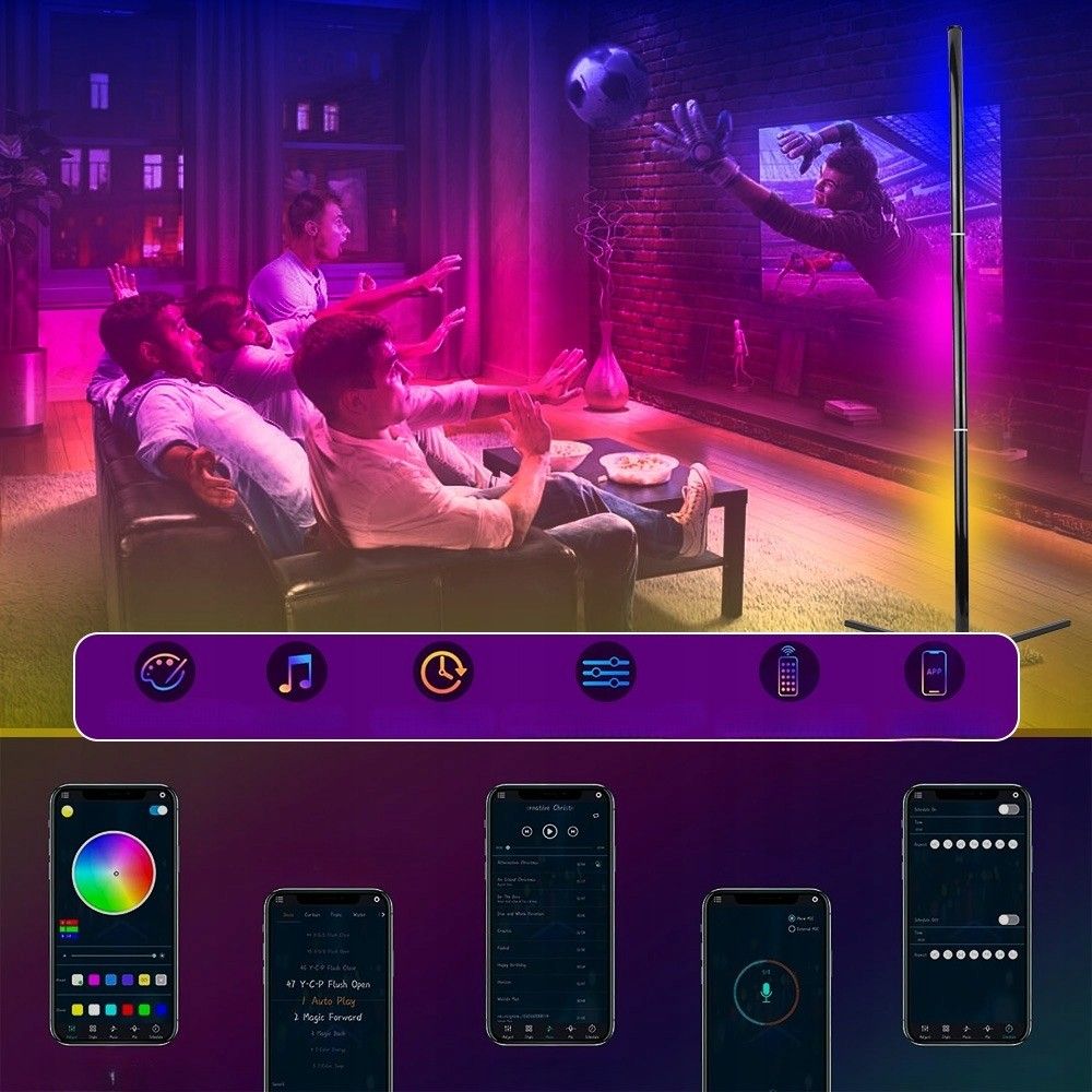 Lampa Lampa podłogowa stojąca LED RGB ściemnialna timer synchronizacja ...