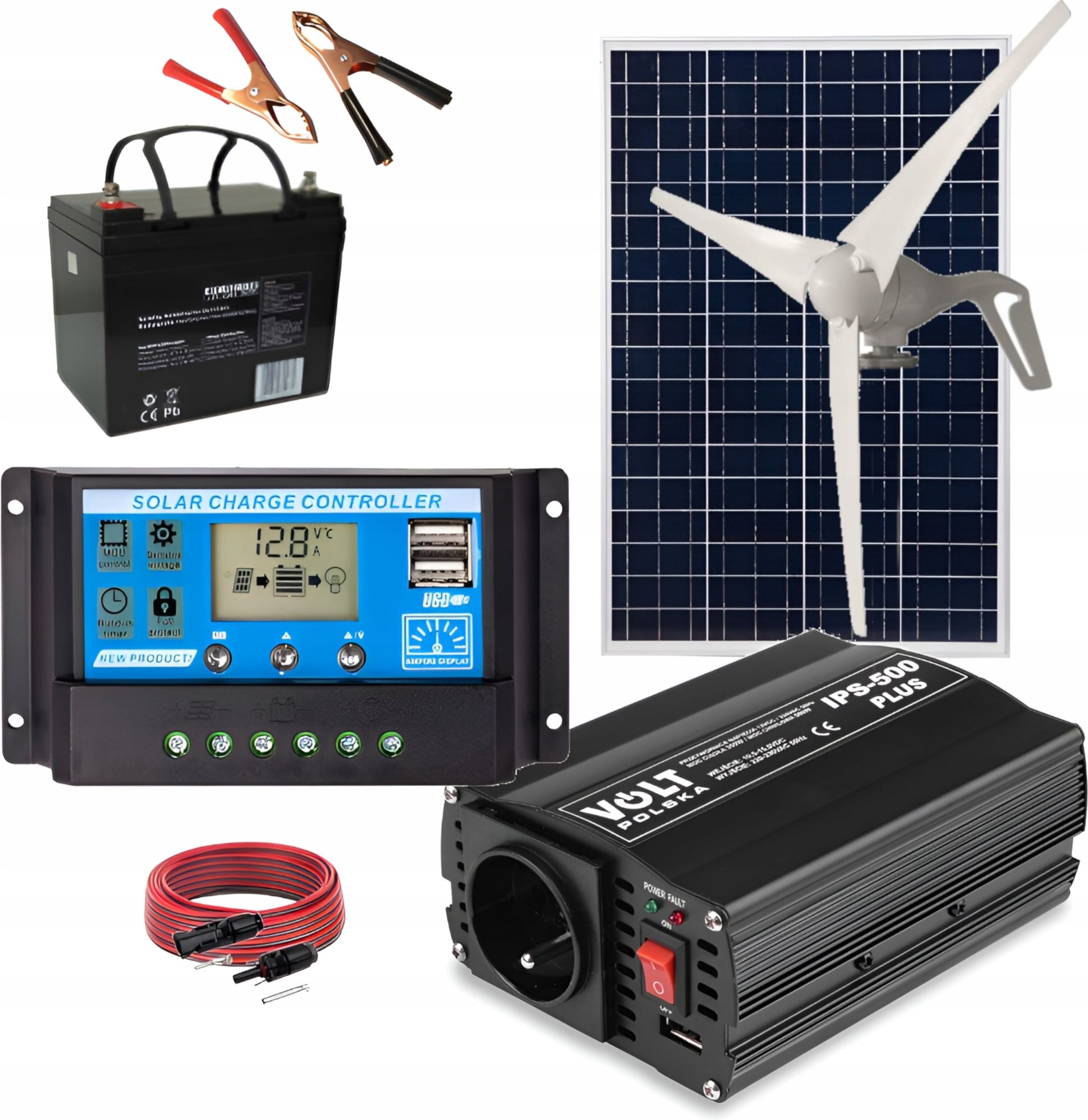 Zestaw Solarny Panel Słoneczny 140W Z Turbiną Wiatrową 100W Off-Grid ...