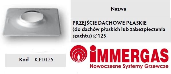 System kominkowy Immergas przejście dachowe płaskie fi 125 (K.PD125) komin do kotła - Opinie i ...