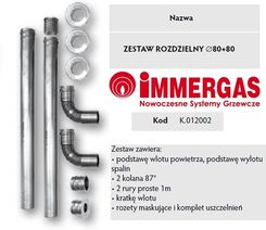 System kominkowy Immergas zestaw kominowy rozdzielny fi 80+80 (K.012002 seria srebrna) komin do ...