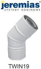 System kominkowy Jeremias kolano spalinowe 45° fi 80/125, dwuścienne białe, kolano kominowe ...