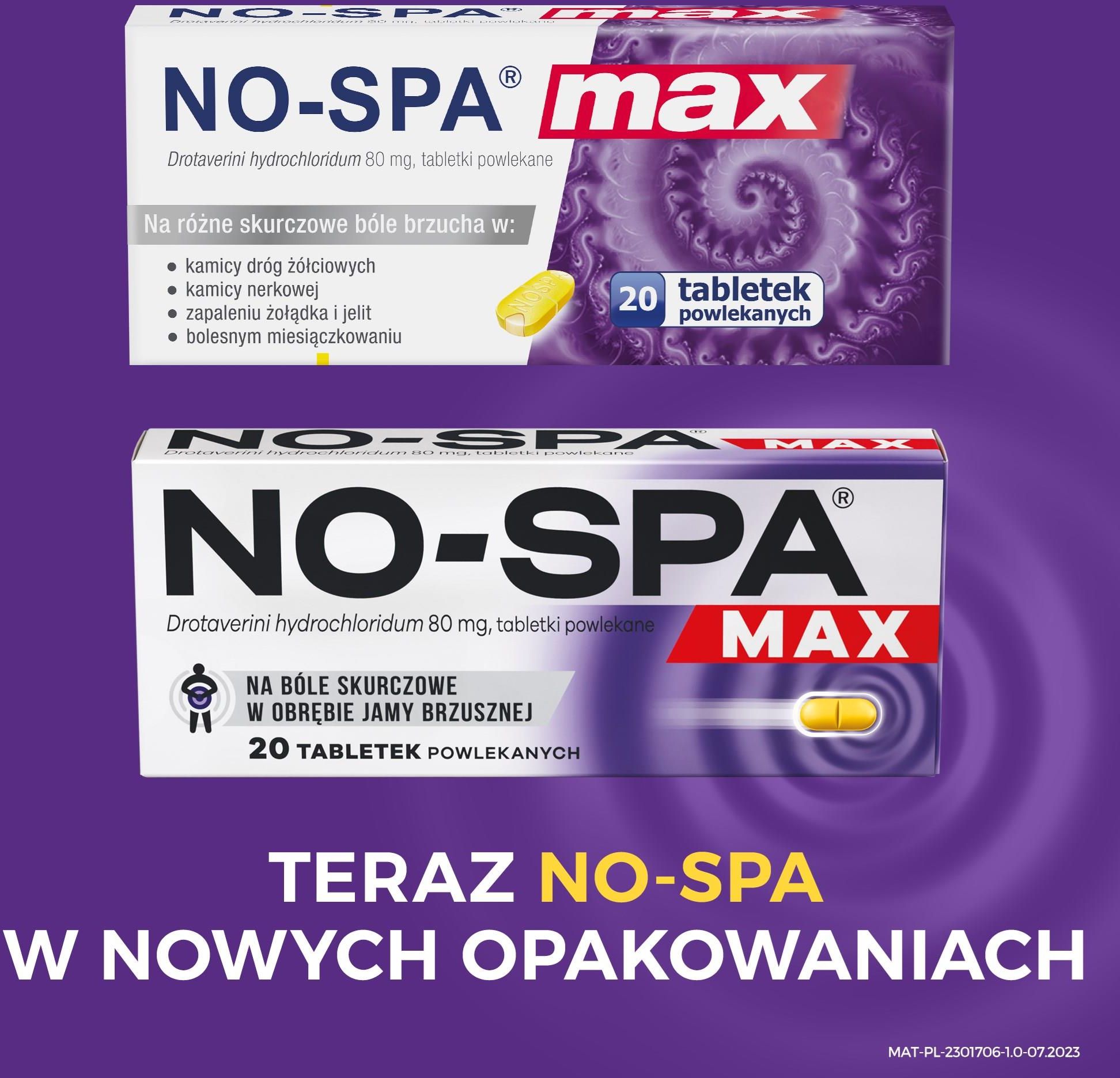 Leki przeciwbólowe No-Spa Max na ból brzucha 80 mg x 20 tabl. - Opinie ...