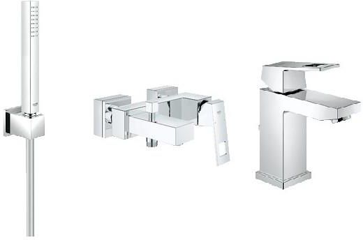 Grohe Eurocube baterii umywalkowa+wannowa+ natryskowy 27702000+23127000 ...