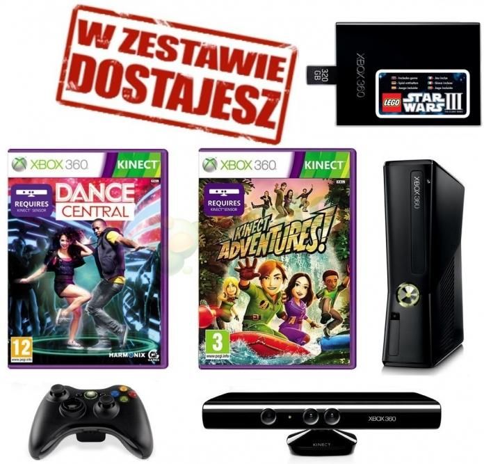 Microsoft Xbox 360 320GB + Kinect + Adventures + Lego Star Wars III ...