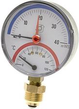 WATTS termomanometr 0-4 bar, 0-120°C TMAX 80mm 1/4 poziomy z zaworem stopowym 1/2 (332004 ...