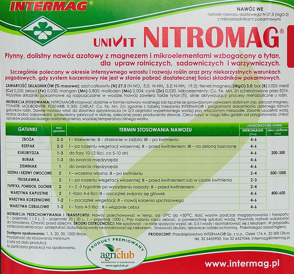 Nawóz Intermag Nawóz Univit Nitromag 1L - Ceny i opinie - Ceneo.pl