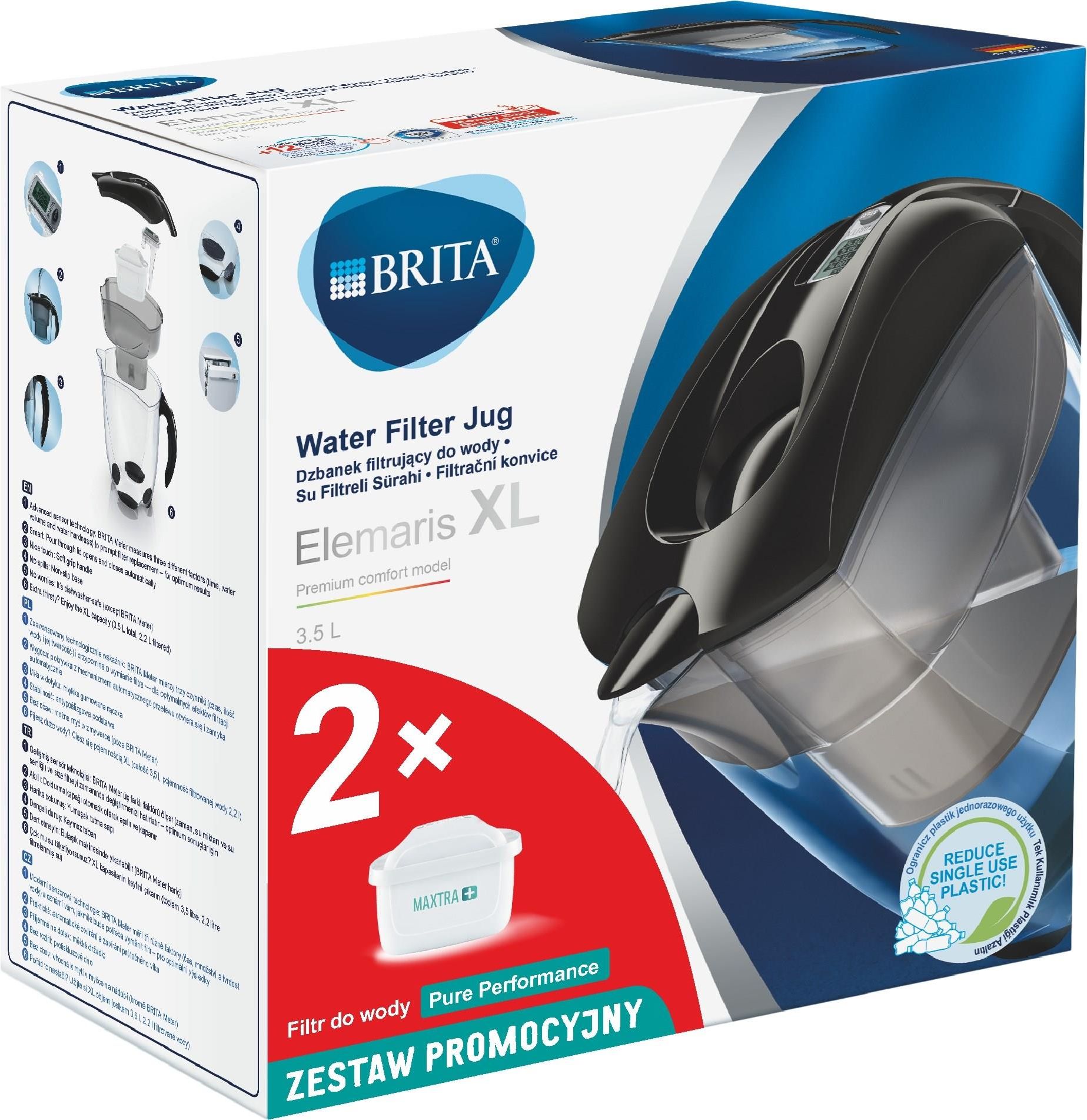 Dzbanek filtrujący BRITA Elemaris XL 3,5L czarny + 2 filtry Maxtra+ Pure Performance - Opinie i ...