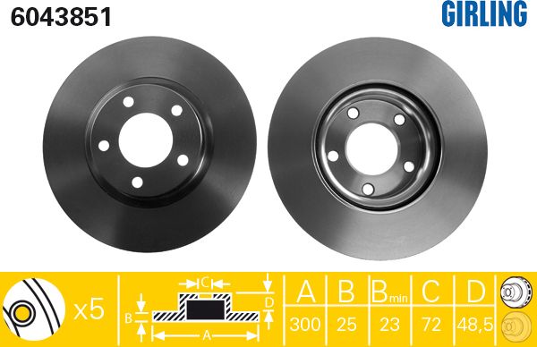 TARCZA HAMULCOWA 300X25 V 5-OTW MAZDA 3/5 1.8/.2.0 PRZÓD SZT GIRLING ...