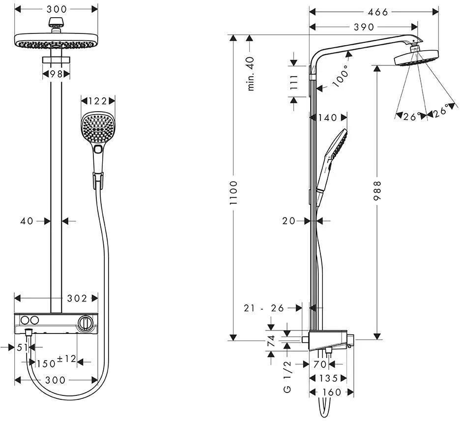 Zestaw prysznicowy Hansgrohe Raindance Select E 300 2jet chrom 27126000 ...