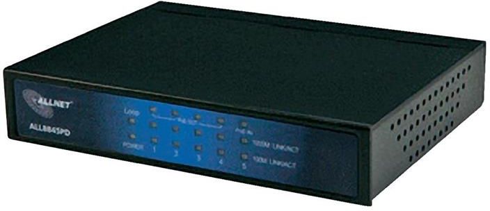 ALLNET SWITCH GIGABIT POE , 5 PORTÓW RJ45, 1000 MB/S, DO KABLA O DŁ ...