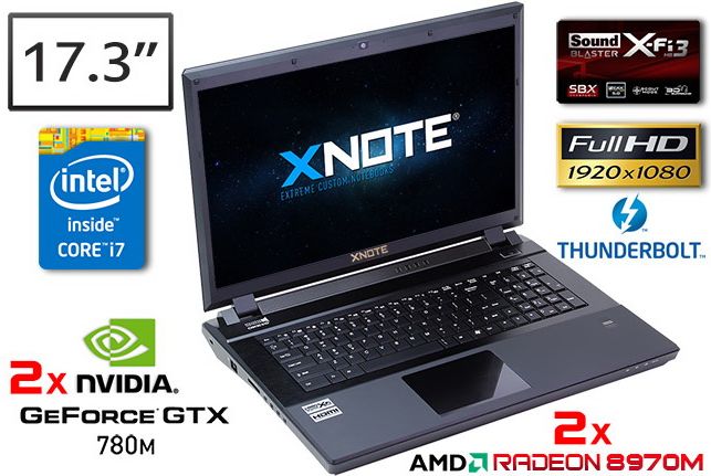 XNOTE P370SM 17.3 FHD i7-4800MQ 8GB Kingston HyperX 180GB SSD + 1 TB ...