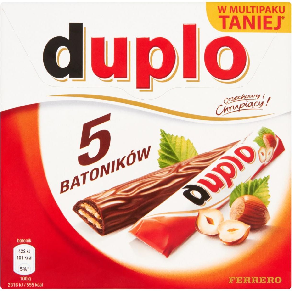 Duplo Batony Z Nadzieniem Orzechowym W Czekoladzie 5 Szt 90G - Ceny i ...