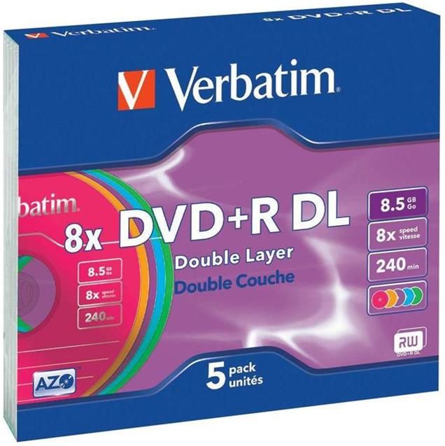 Nośnik danych Verbatim DVD+R(5-pack)DoubleLayer/Slim/8x/8,5GB (43682 ...