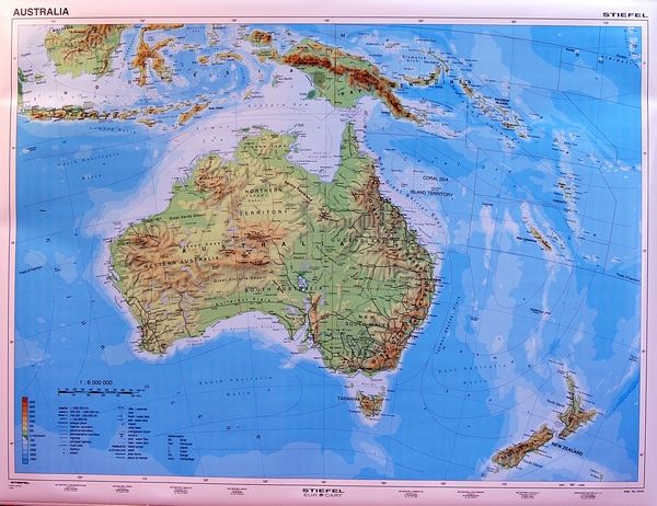Mapa ścienna Australia. Mapa ścienna fizyczna Australii. - Ceny i opinie - Ceneo.pl