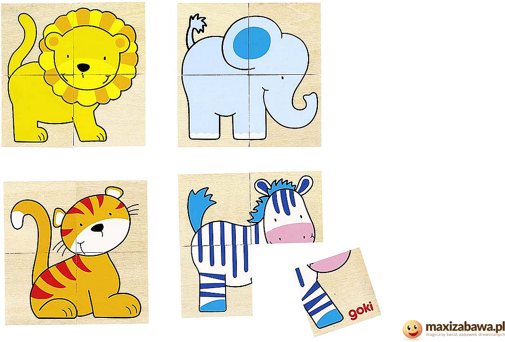 Układanka Drewniana Memo Gra Pamięciowa 4 Kwadraciki Lew Goki - Gra dla ...