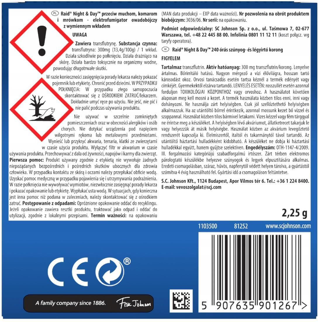 Sc Johnson Raid Elektrofumigator z Płynem Przeciw Komarom 21ml - Ceny i ...