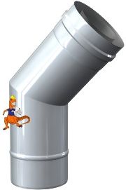 System kominkowy Mk Żary Kolano 45 Stopni Kwasoodporne Dwuścienne Mkps Inv 60/100 Mm do Pieców ...