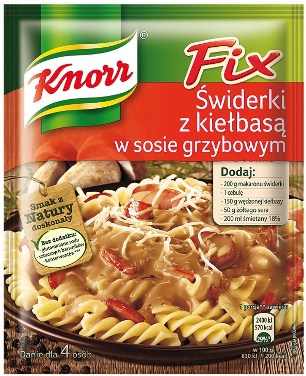 KNORR FIX Świderki z kiełbasą w sosie grzybowym 36g - Ceny i opinie ...