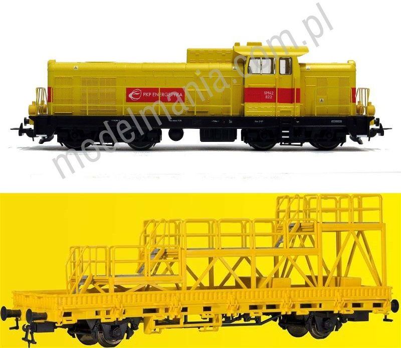 SM42-822 PKP Energetyka + wagon techniczny do montażu trakcji Z3promo ...