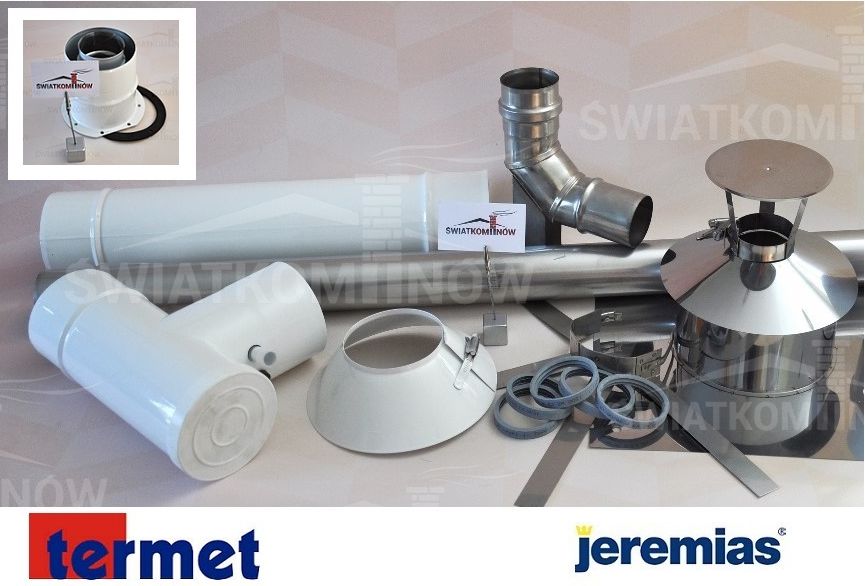 System kominkowy Termet Jeremias Zestaw 1 Kominowy 60/100 Do Kotłów Turbo (Komin Do Kotła ...