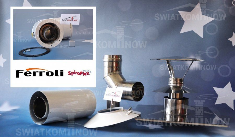 System kominkowy Ferroli Spiroflex Zestaw Biały 60/100-80/125 W Szacht Kominowy Do Kotłów ...