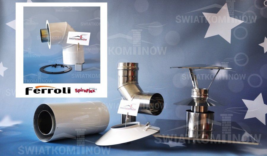 System kominkowy Ferroli Spiroflex Zestaw Biały 60/100 W Szacht Kominowy Do Kotłów ...