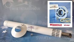 System kominkowy Immergas Spiroflex Zestaw Biały 60/100 Z Odskraplaczem Wyrzut Boczny Z Kolanem ...